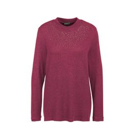 GOLDNER Damen Longpullover "Angenehm weiches Shirt mit Glitzersteinen", lila, Gr. 54, Obermaterial: 75% Viskose CV. 20% Polyester PES. 5% Elasthan