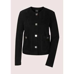 Madeleine Mode MADELEINE Damen Lederjacke "Lederjacke Kurzjacke mit Schmuckkn&ouml;pfen", schwarz, Modern, Gr. 40, Obermaterial: 100% Ziegenveloursleder GOVL., Jacken,
