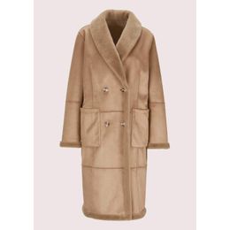 Madeleine Mode MADELEINE Damen Langmantel "Wendemantel Wintermantel mit Lammfell-Optik", beige, Modern, Gr. 44, Obermaterial: 100% Polyester PES., M&auml;ntel