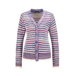 GOLDNER Damen Strickjacke "Kurzgr&ouml;&szlig;e Langarm Jacke Damen mit Grafikmuster und V-Ausschnitt", bunt, Gr. 21, Obermaterial: 81% Polyacryl PAN. 19%