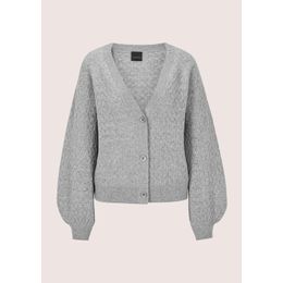 Madeleine Mode MADELEINE Damen Strickjacke "Cardigan Elegante Strickjacke mit Ajour-Muster", grau, Modern, Gr. 36, Obermaterial: 90% Schurwolle WV. 10% Kaschmir