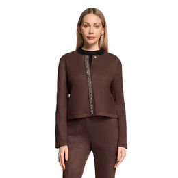 Betty Barclay Damen Jackenblazer "Damen mit aufgesetzten Taschen", braun, Gr. 48, Samt, Obermaterial: 95% Polyester, 5% Elasthan, Blazer