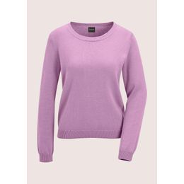 Madeleine Mode MADELEINE Damen Longpullover "Strickpullover Schlichter Baumwollpullover mit Rundhals", rosa, Modern, Gr. 48, Obermaterial: 100% Baumwolle CO.,