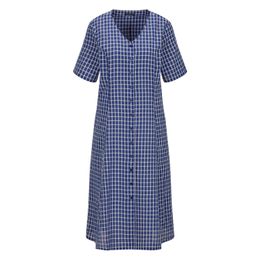 GOLDNER Damen Sommerkleid "Kurzgr&ouml;&szlig;e Baumwollkleid mit Karo-Muster", blau, Gr. 20, Obermaterial: 100% Baumwolle CO., Kleider, durchgehende Knopfleise