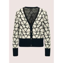 Madeleine Mode MADELEINE Damen Strickjacke "Strickjacke Langarm Jacquard-Cardigan mit Kaschmir", wei&szlig;, Modern, Gr. 44, Obermaterial: 90% Schurwolle WV. 10% Kaschmir