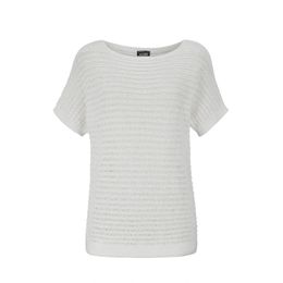 GOLDNER Damen Rundhalspullover "Kurzgr&ouml;&szlig;e Kurzarm-Pullover mit Rippen", wei&szlig;, Gr. 23, Obermaterial: 60% Polyester PES. 40% Baumwolle CO., Pullover,