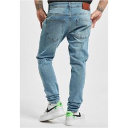 2Y Premium Herren Bequeme Jeans "2Y Premium Herren 2Y Destroyed Slim Fit Denim"blau, Gr. 34, unifarben, 97% Baumwolle, 3% Elasthan, Jeans