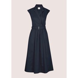 Madeleine Mode MADELEINE Damen Midikleid "Wickelkleid Sommerkleid mit G&uuml;rtel", blau, Modern, Gr. 42, Obermaterial: 100% Baumwolle CO., Kleider, Reverskragen im