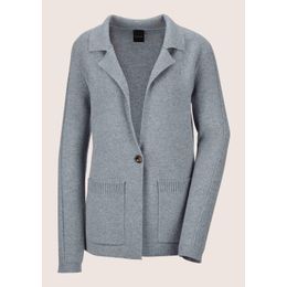 Madeleine Mode MADELEINE Damen Strickjacke "Strickblazer Strickjacke aus Merinowolle und Kaschmir", grau, Modern, Gr. 40, Obermaterial: 90% Schurwolle WV. 10%