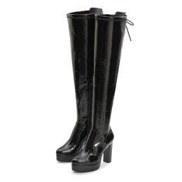 Damen Overkneestiefel "High-Heel-Stiefelette mit Plateau", LASCANA Belle Affaire, Gr. 43, blau, Obermaterial: 100% Lederimitat. Decksohle: 100%