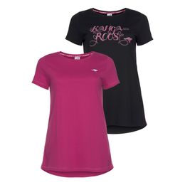 Kangaroos Damen Longshirt, pink, Gr. 48, bedruckt, unifarben, Jersey, Obermaterial: 60% Baumwolle, 40% Polyester, Shirts, Kurzarm,