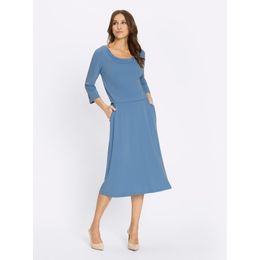 Lady Damen Jerseykleid "Jersey-Kleid"mittelblau, Gr. 44, unifarben, Jersey, 95% Polyester, 5% Elasthan, Kleider