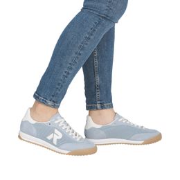 RIEKER SPORT Damen Sneaker, Gr. 36hellblau, sanftes wei&szlig;, Textil, Veloursleder, unifarben mit Farbeinsatz, Schuhe, Sportschuh, Schn&uuml;rschuh, Halbschuh