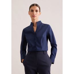Seidensticker Damen Klassische Bluse, blau, Gr. 46, unifarben, 100% Baumwolle, Blusen, 1/1 Stehkragen Uni