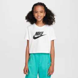 Laufshirt Nike Sportswear "Nike Sportswear Big Kids' (Girls') Cropped T-Shirt", Kinder, Gr. L (152/158), wei&szlig;, Obermaterial: 100% Baumwolle, Shirts Laufshirt