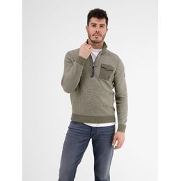 Lerros Herren Strickpullover "Stricktroyer in kerniger Optik", gr&uuml;n, Gr. M, 100% Baumwolle, Pullover