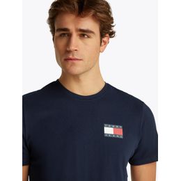 Tommy Jeans Herren T-Shirt "TJM SLIM FIT ESSENTIAL FLAG", blau, Gr. XXL, unifarben, Single Jersey, Obermaterial: 100% Baumwolle, Shirts, mit