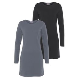 Flashlights Damen Jerseykleid "Basic-Schnitt mit Rundhals und langen &Auml;rmeln", bunt, Basic, Gr. 38, clean, unifarben, Interlock, Obermaterial: 100%