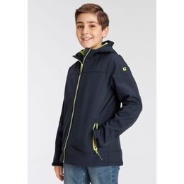 Killtec Jungen Softshelljacke "BYS SFTSHLL JCKT OT", blau, Gr. 152, unifarben mit Farbeins&auml;tzen, Softshell, Obermaterial: 90% Polyester, 10%