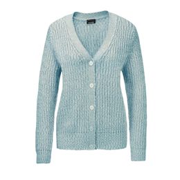 GOLDNER Damen Strickjacke "Langarm Strickjacke mit V-Ausschnitt", gr&uuml;n, Basic, Gr. 38, Obermaterial: 54% Baumwolle CO. 27% Polyacryl PAN. 19%