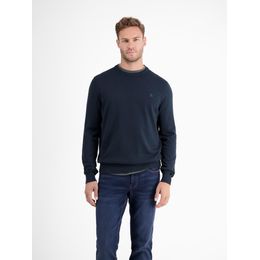 Lerros Herren Strickpullover "Herren Strickpullover aus Baumwolle mit Crewneck Ausschnitt", blau, Gr. L, 100% Baumwolle, Pullover, Weicher