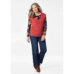 GOLDNER Damen Rundhalspullover "Pullunder", rot, Gr. 44, Obermaterial: 100% Polyacryl PAN., Pullover, fully fashioned gestrickter Ausschnitt