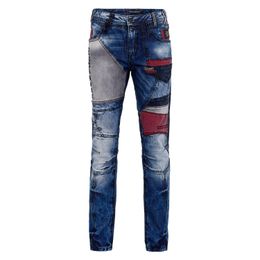 Cipo & Baxx CIPO & BAXX Herren Regular-fit-Jeans "Jeans", blau, Gr. 38, unifarben, 100% Baumwolle, Jeans, im extravaganten Design, CD574