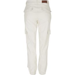 Urban Classics Damen Stoffhose "Urban Classics Damen Ladies Organic Stretch Denim Cargo Pants", beige, Gr. 28, unifarben, 50% Baumwolle (Bio), 48%