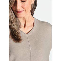 GOLDNER Damen Strickpullover "Kurzgr&ouml;&szlig;e Basicpullover mit V-Ausschnitt", beige, Gr. 21, Obermaterial: 100% Kaschmir WS., Pullover, Aufwendig in Form