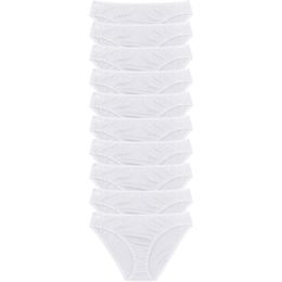 bonprix Damen Slip "Slip (10er Pack)", Gr. 44, wei&szlig;, Obermaterial: 100% Baumwolle, Unterhosen, bequeme Passform, aus Baumwolle, verschiedene Farben,