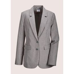 Madeleine Mode MADELEINE Damen Jackenblazer "Blazer Longblazer mit Nadelstreifen", wei&szlig;, Modern, Gr. 46, Obermaterial: 95% Polyester PES. 5% Elasthan EL., Blazer,