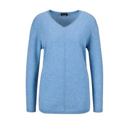 GOLDNER Damen Strickpullover "Kurzgr&ouml;&szlig;e Basicpullover mit V-Ausschnitt", blau, Gr. 19, Obermaterial: 100% Kaschmir WS., Pullover, Aufwendig in Form