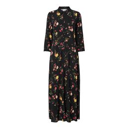 Y.A.S Damen Hemdblusenkleid "YASSAVANNA LONG SHIRT DRESS", schwarz, Gr. S, bedruckt, Web, Obermaterial: 100% Viskose, Kleider, Viskose, loose fit