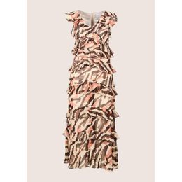 Madeleine Mode MADELEINE Damen Midikleid "Chiffonkleid Sommerkleid mit Animal-Print", schwarz, Modern, Gr. 44, Obermaterial: 100% Polyester PES., Kleider, Volants