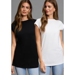 Laura Scott Damen Longshirt, schwarz, Basic, Gr. 32, clean, unifarben, Single Jersey, Obermaterial: 95% Baumwolle, 5% Elasthan, Shirts, in