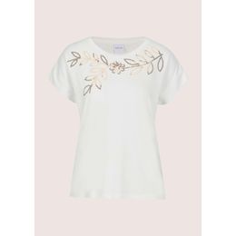 Madeleine Mode MADELEINE Damen Kurzarmshirt "Blusenshirt Elegantes T-Shirt mit Glanzeffekten", wei&szlig;, Modern, Gr. 48, Obermaterial: 92% Viskose CV. 8% Elasthan EL.,