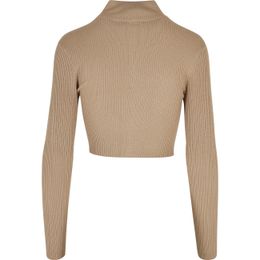 Urban Classics Damen Cardigan "Urban Classics Damen Ladies Cropped Rib Knit Zip Cardigan"unionbeige, Gr. XL, unifarben, 35% Polyacryl, 35% Viskose,