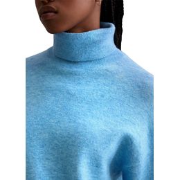 Marc O'Polo Damen Strickpullover "aus Soft Wool Stretch"medium blau melange, Gr. L, MARC O'POLO DENIM, unifarben, Obermaterial: 72% Schurwolle, 26% Polyamid, 2%