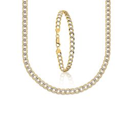 Firetti Damen Ketten und Armband Set "Multipack Schmuck Geschenk Silber 925 Halskette Armkette Panzerkette", 45, gold, Silber 925 (Sterlingsilber),