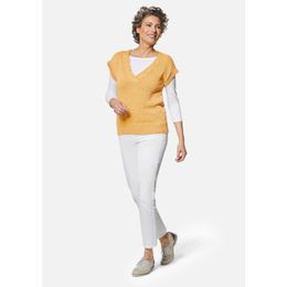 GOLDNER Damen Rundhalspullover "Kurzgr&ouml;&szlig;e Trageangenehmer Pullunder mit modischem Ausschnitt", gelb, Gr. 23, Obermaterial: 60% Polyester PES. 40%
