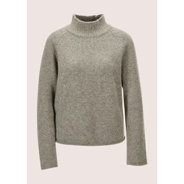 Madeleine Mode MADELEINE Damen Longpullover "Strickpullover Moderner Glattstrickpullover mit Stehkragen", grau, Modern, Gr. 36, Obermaterial: 64% Wolle mw. 19%