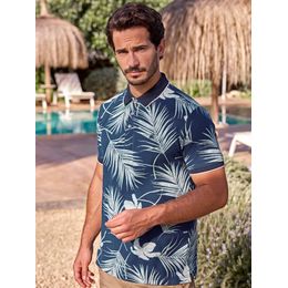 Lerros Herren Poloshirt "Modisches Poloshirt, sommerlich gemustert", blau, Gr. S, 100% Baumwolle, Shirts