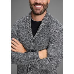 MAN'S WORLD MAN'S WORLD Herren Strickjacke "Mit Knopfleiste und Taschen", grau, Gr. L, meliert, Strick, Obermaterial: 50% Baumwolle, 50% Polyacryl, Strickjacken,