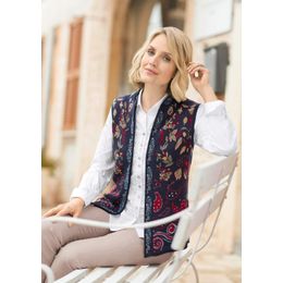 GOLDNER Damen Strickjacke "Elegante Viskose-Weste mit Muster", blau, Gr. 40, Obermaterial: 42% Polyacryl PAN. 32% Viskose CV. 26% Baumwolle CO.,