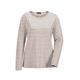 GOLDNER Damen Longpullover "Jerseyshirt im Streifen-Look", beige, Gr. 48, Obermaterial: 92% Viskose CV. 8% Elasthan EL., Pullover, Ohne