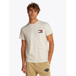 Tommy Jeans Herren T-Shirt "TJM SLIM FIT ESSENTIAL FLAG"oat marl htr, Gr. S, Single Jersey, Obermaterial: 100% Baumwolle, Shirts, Mit