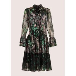 Madeleine Mode MADELEINE Damen Sommerkleid "Kleid Elegantes Stufenkleid mit All-Over-Print", schwarz, Modern, Gr. 46, Obermaterial: 100% Polyester PES., Kleider,