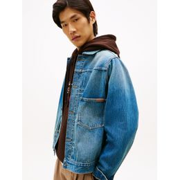 Tommy Hilfiger Herren Jeansjacke "TRUCKER"mario blau, Gr. L, unifarben, Denim/Jeans, Obermaterial: 100% Baumwolle, Jacken, Regular fit mit
