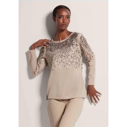 Madeleine Mode MADELEINE Damen Langarmshirt "Sweatshirt Glitzeroberteil mit funkelnden Details", gold, Modern, Gr. 46, Obermaterial: 60% Polyester PES. 24% Viskose