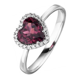 Jobo Damen Fingerring "Herz", 58, SI = kleine Einschl&uuml;sse, Diamanten Wei&szlig;gold 585, wei&szlig;, Diamanten, Wei&szlig;gold 585, Fingerringe, 585 Wei&szlig;gold mit